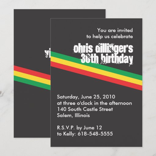 Rasta Birthday Invitation | Zazzle