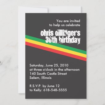 Rasta Birthday Invitation | Zazzle