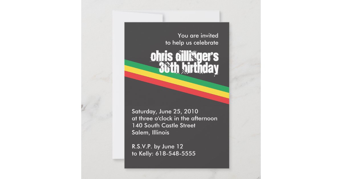 Rasta Birthday Invitation | Zazzle