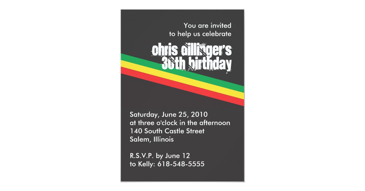 Rasta Birthday Invitation | Zazzle.com