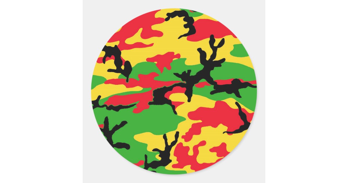 Rasta Colored Camouflage Classic Round Sticker | Zazzle