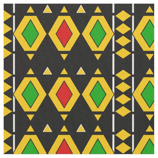 Jamaican Rasta African Biloba Flower Pattern Fabric | Zazzle