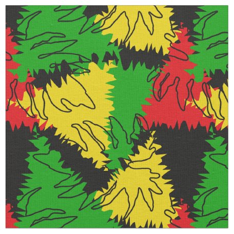 Jamaican Rasta African Biloba Flower Pattern Fabric | Zazzle