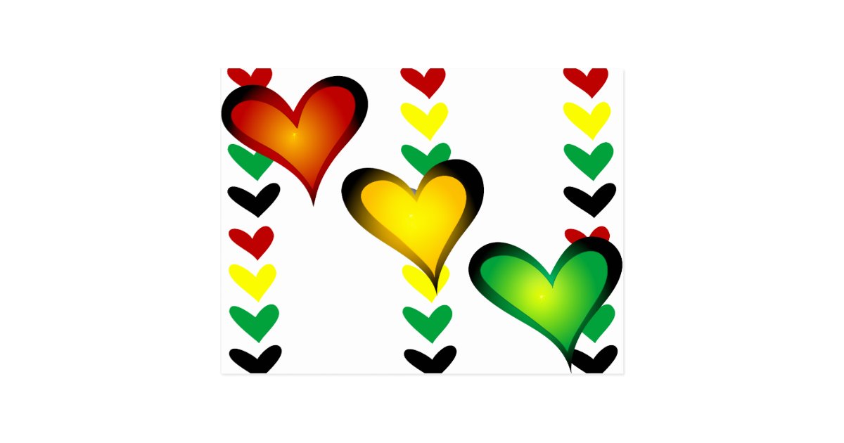 Rasta Hearts Postcard | Zazzle.com