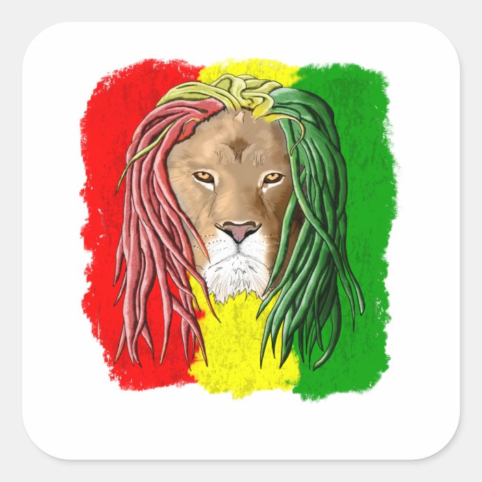 Rasta Lion Jamaican Reggae Flag Square Sticker | Zazzle.com