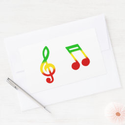Rasta Note and Treble Clef Rectangular Sticker | Zazzle