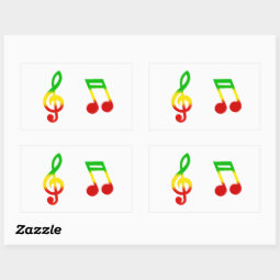Rasta Note and Treble Clef Rectangular Sticker | Zazzle