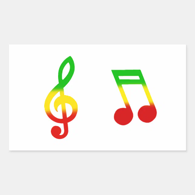 Rasta Note and Treble Clef Rectangular Sticker | Zazzle