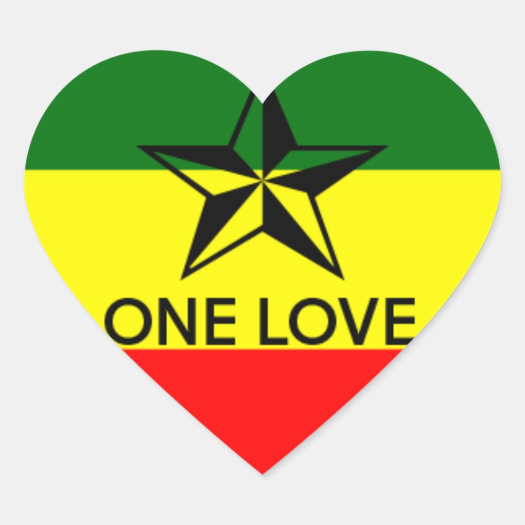 Rasta One Love Heart Shaped Sticker | Zazzle