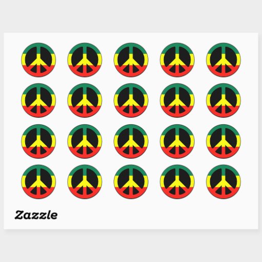 Rasta Peace Sign Classic Round Sticker | Zazzle