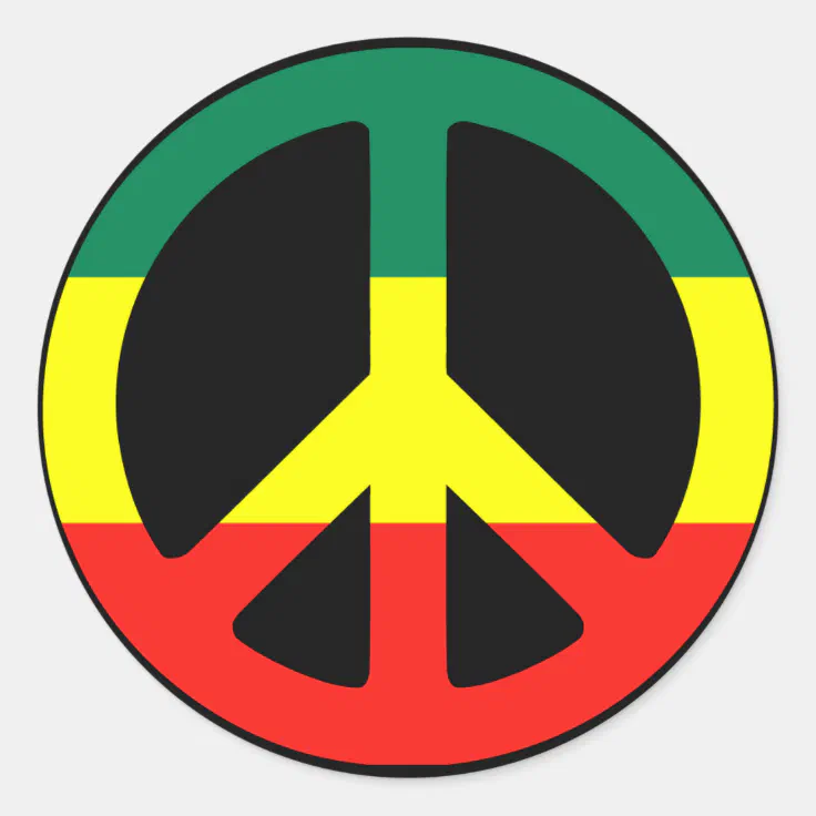Rasta Peace Sign Classic Round Sticker | Zazzle