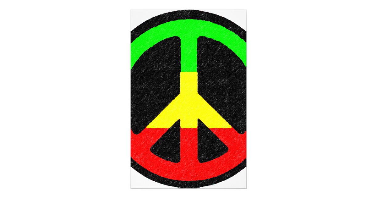 Rasta Peace-Sign Stationery | Zazzle