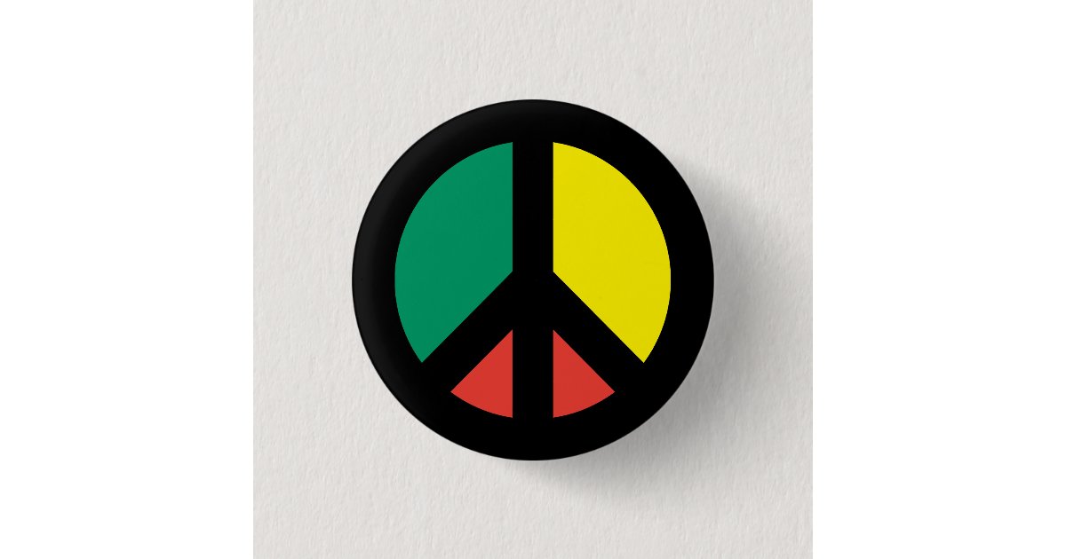 Rasta Peace Symbol Button | Zazzle