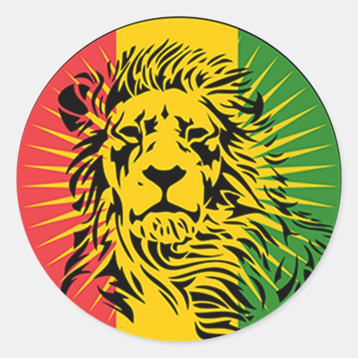 rasta reggae lion flag classic round sticker | Zazzle