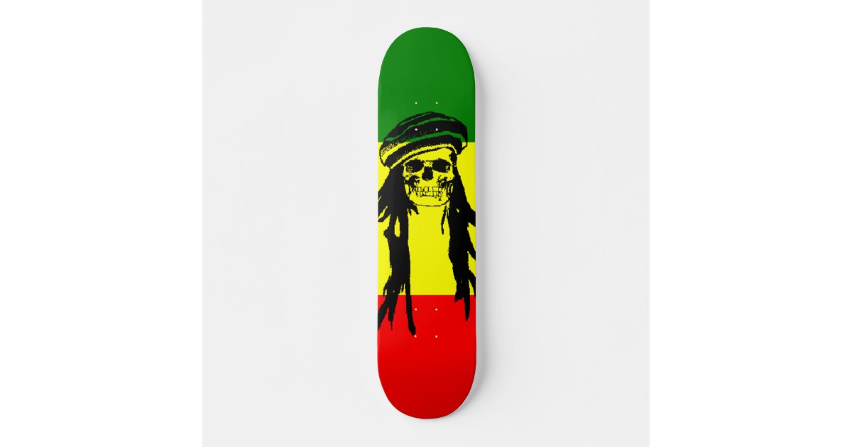 Rasta Skull Skateboard | Zazzle