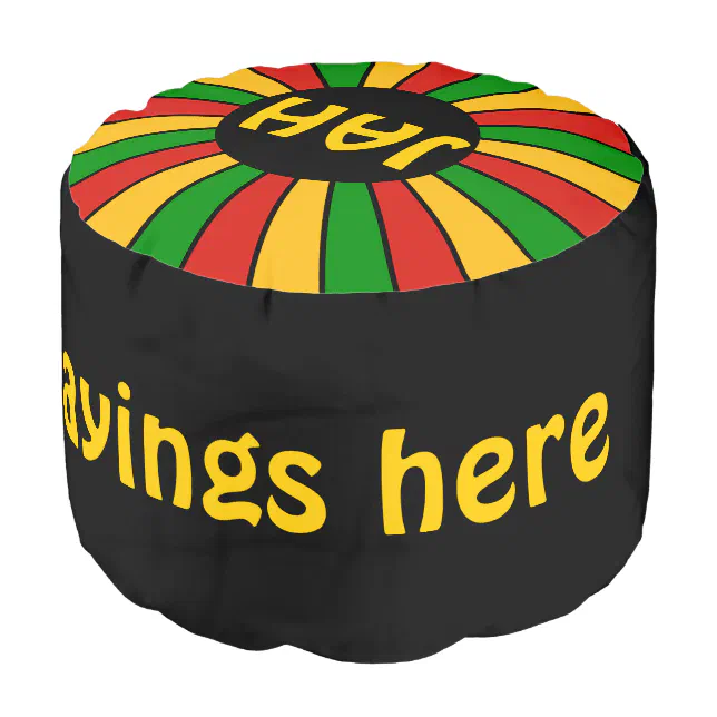 RASTAFARI FLAG BUTTON RAYS + your photo & text Pouf | Zazzle