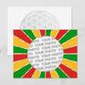 RASTAFARI FLAG BUTTON RAYS + your sign or photo Postcard | Zazzle