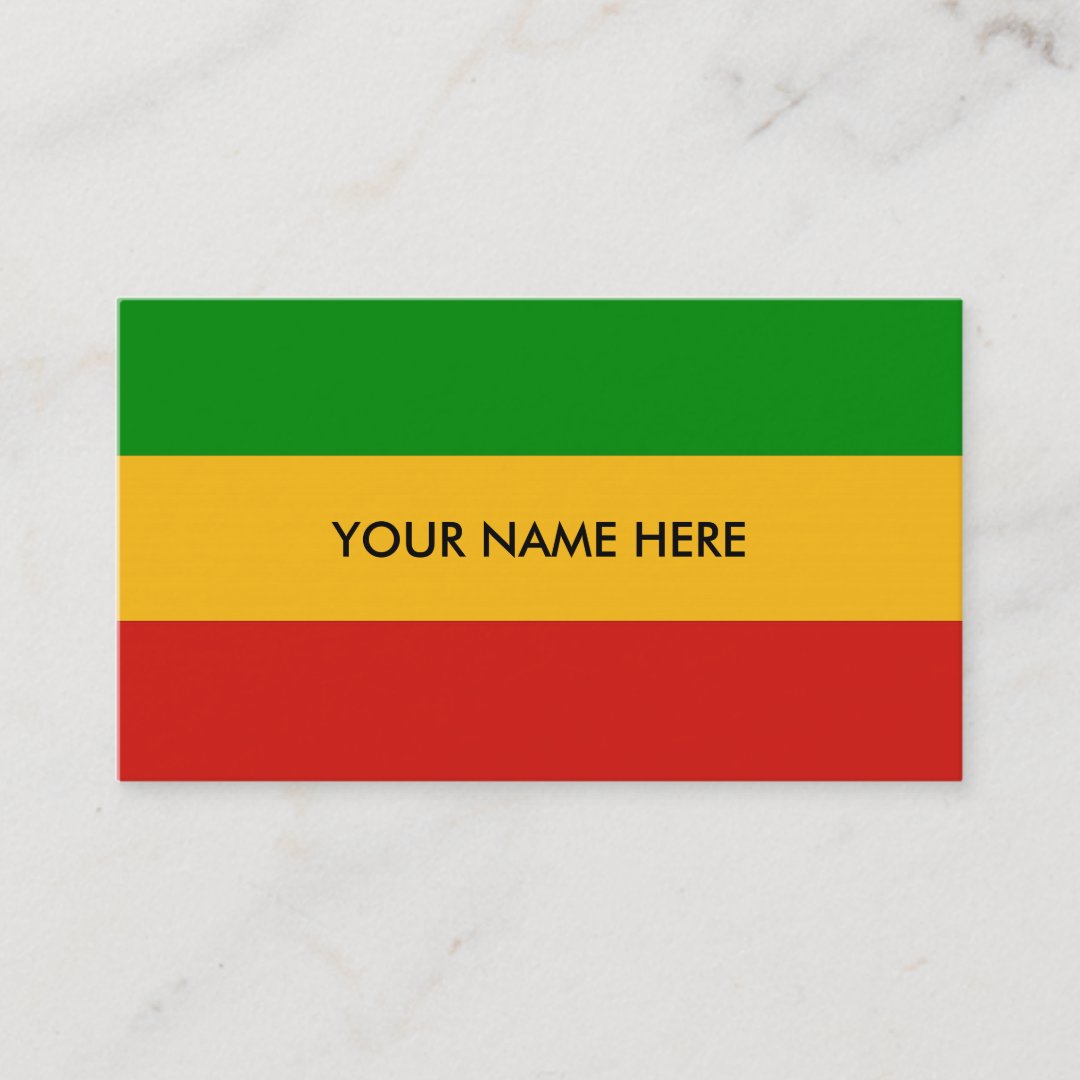 RASTAFARI FLAG COLORS + your text Business Card | Zazzle