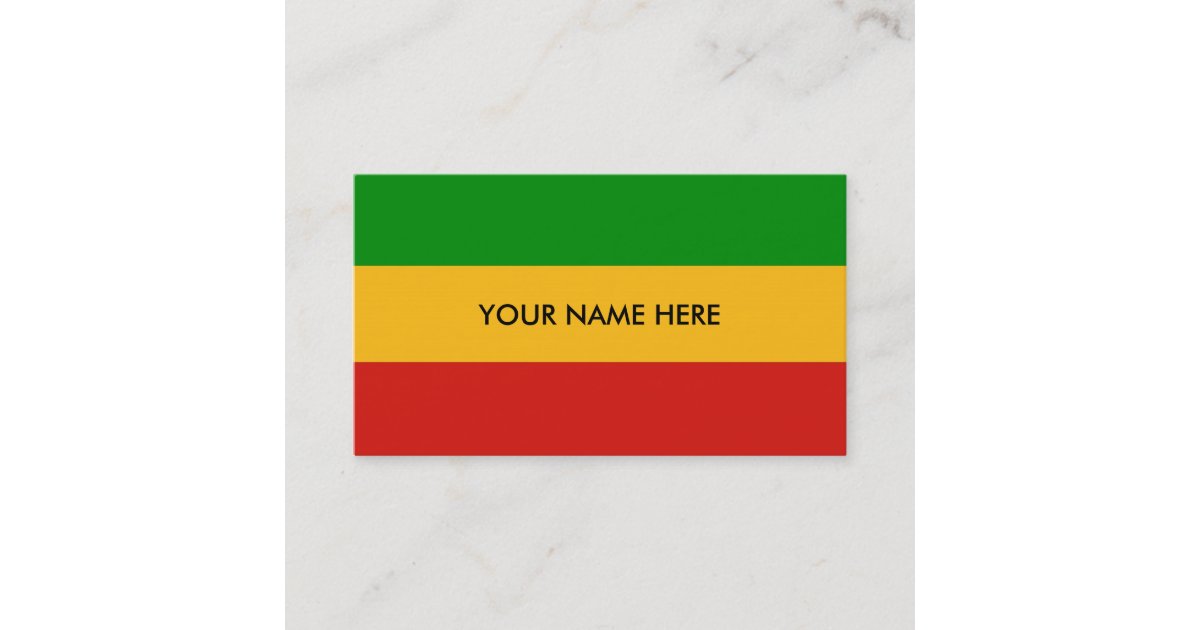 RASTAFARI FLAG COLORS + your text Business Card | Zazzle
