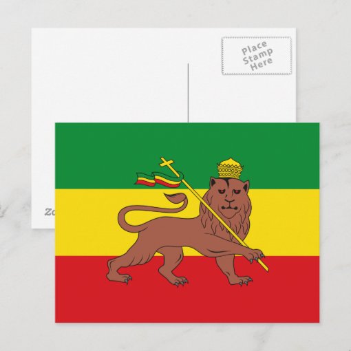 Rastafarian Flag of Ethiopia Lion of Judah Postcard | Zazzle