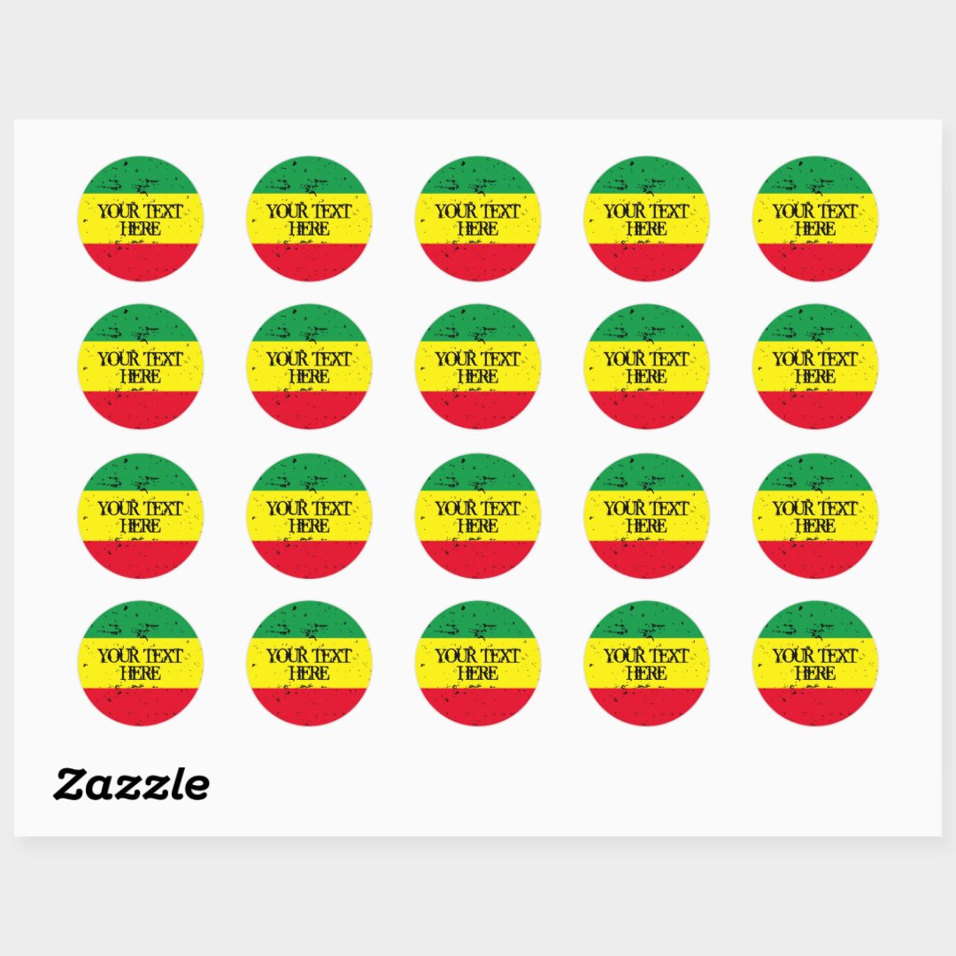 Rastafarian flag Rasta colors reggae music custom Classic Round Sticker ...