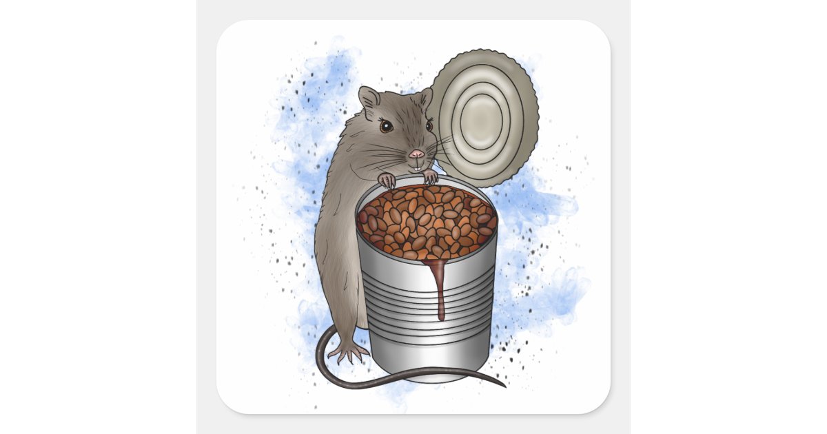 Rat and Bake Beans Square Sticker | Zazzle