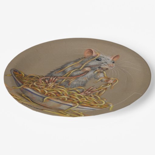 Rat bowl of spaghetti KMCoriginals paper plate | Zazzle