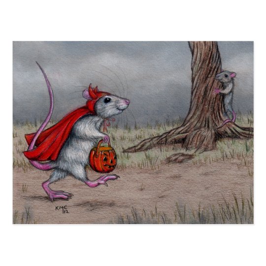Rat devil halloween walking postcard | Zazzle.com