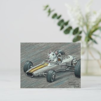 Rat in Race Car Postcard | Zazzle