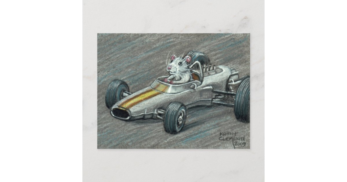Rat in Race Car Postcard | Zazzle