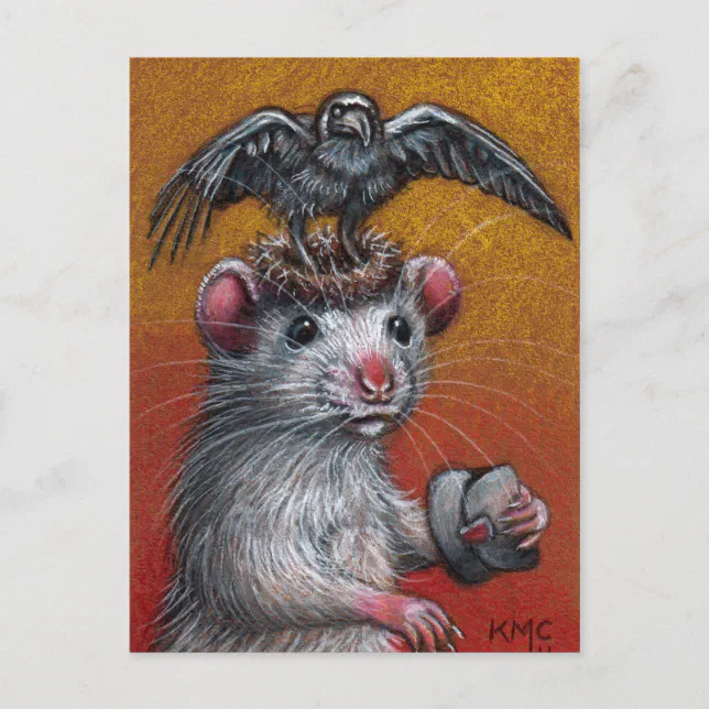 Rat in Raven Hat Postcard | Zazzle