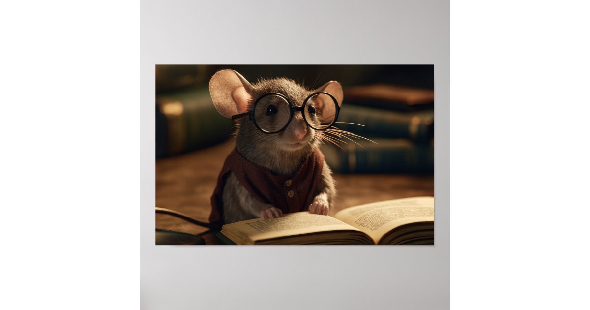 Rat reading a book poster | Zazzle