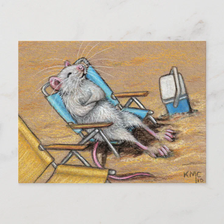 Rat relaxing on Beach Postcard | Zazzle