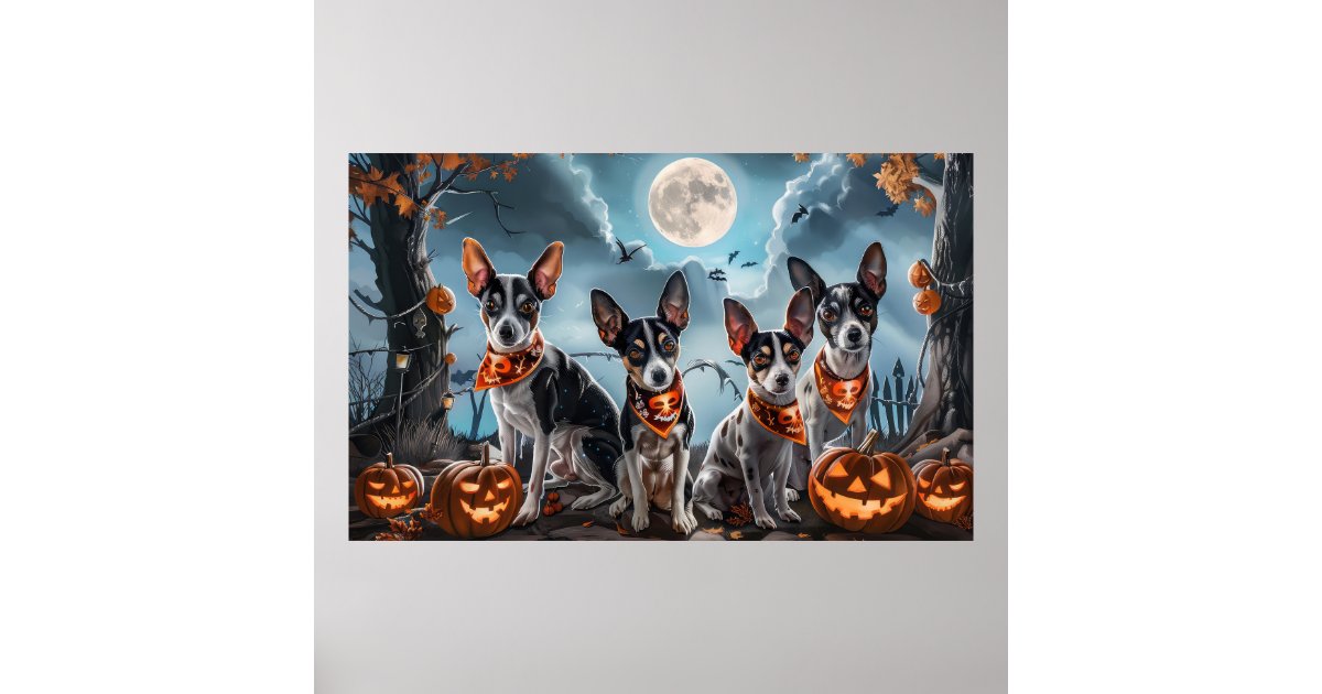 Rat Terrier Halloween Spooky Poster | Zazzle