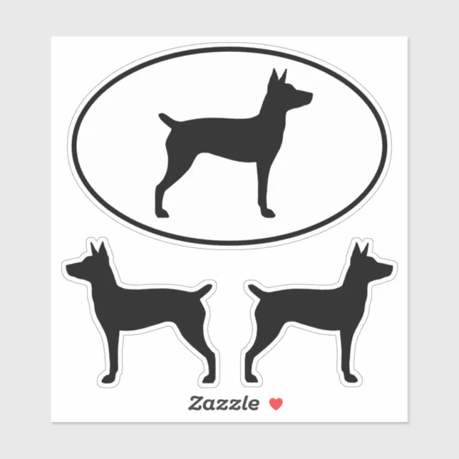 Rat Terrier Pet Dog Silhouettes Vinyl Sticker Set | Zazzle