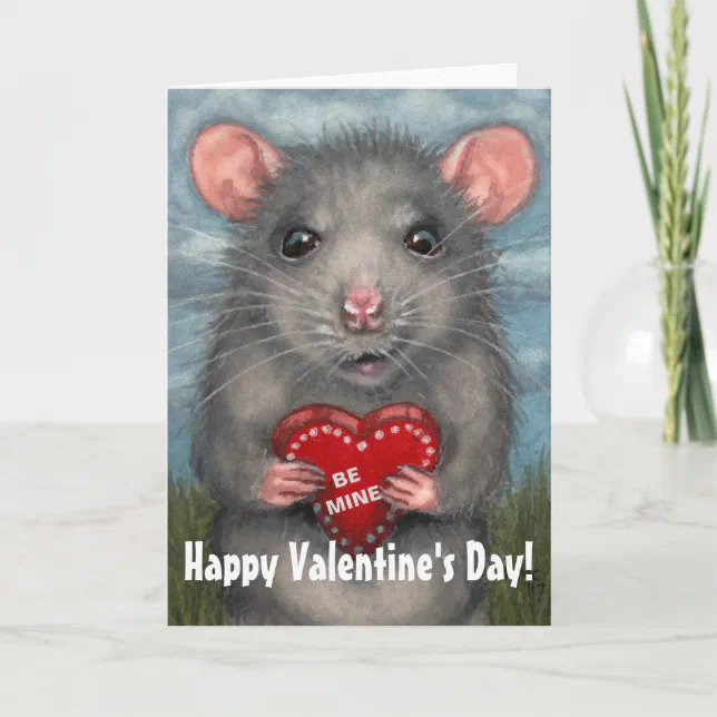 Rat Valentine's Day Greeting Card kmcoriginals | Zazzle