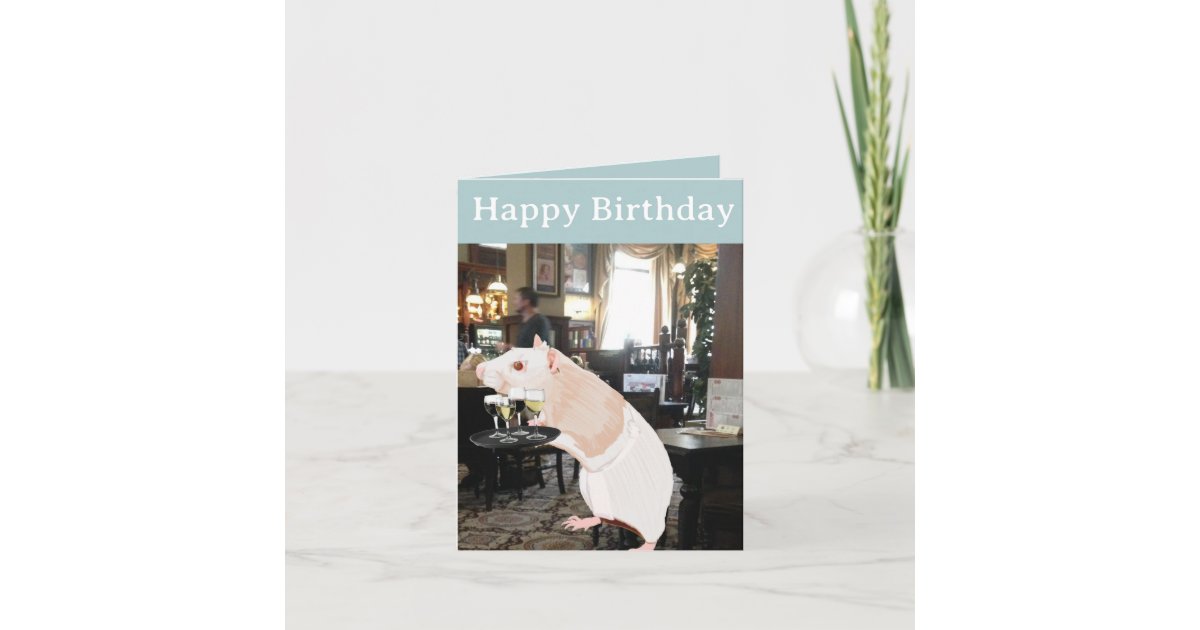 Rat Waiter surreal Editable Card | Zazzle