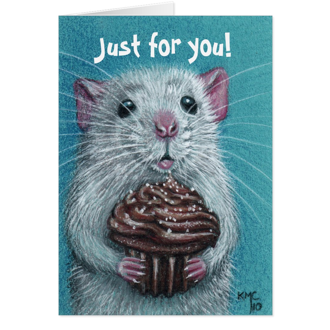Rat with Chocolate Cupcake Card | Zazzle