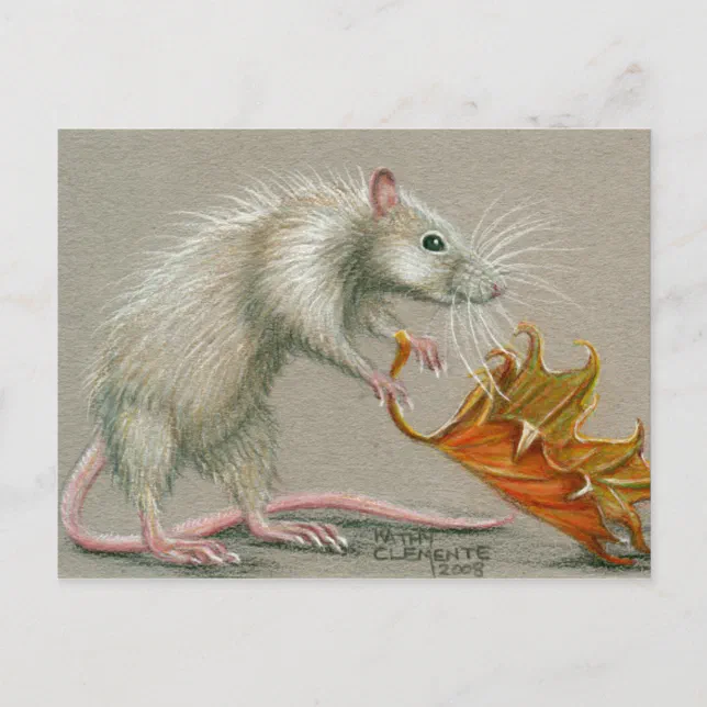 Rat with Leaf Fall Postcard | Zazzle