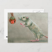 Rat with red bell postcard Christmas | Zazzle