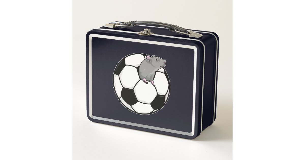 Rat with Soccer ball Metal Lunch Box | Zazzle