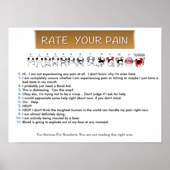 Rate Your Pain Poster | Zazzle