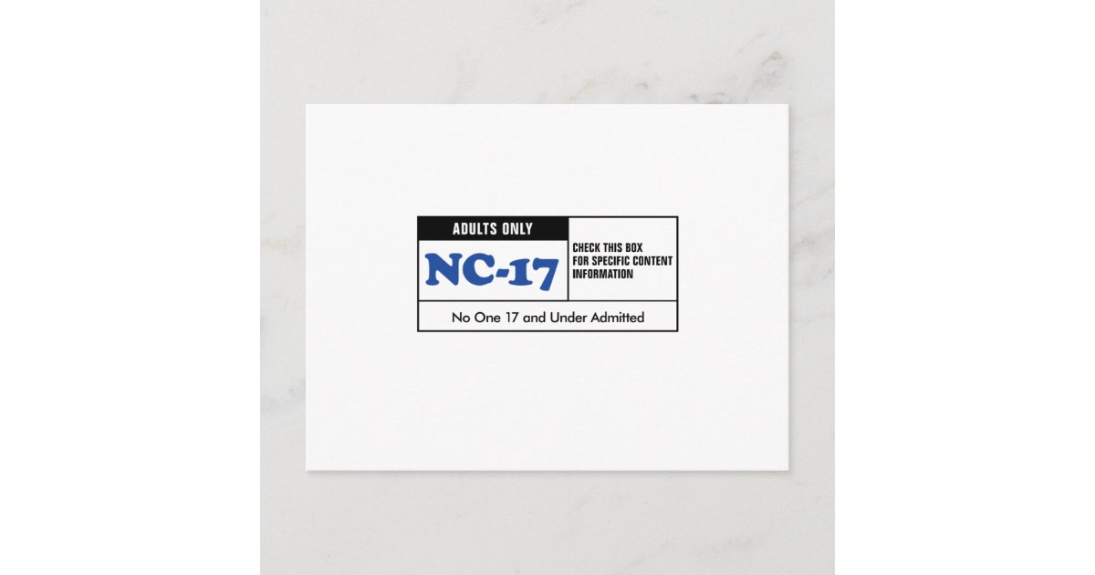 Rated NC-17 Postcard | Zazzle