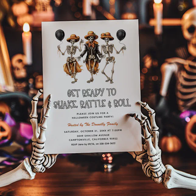 Rattle & Roll Halloween Party Invitation | Zazzle