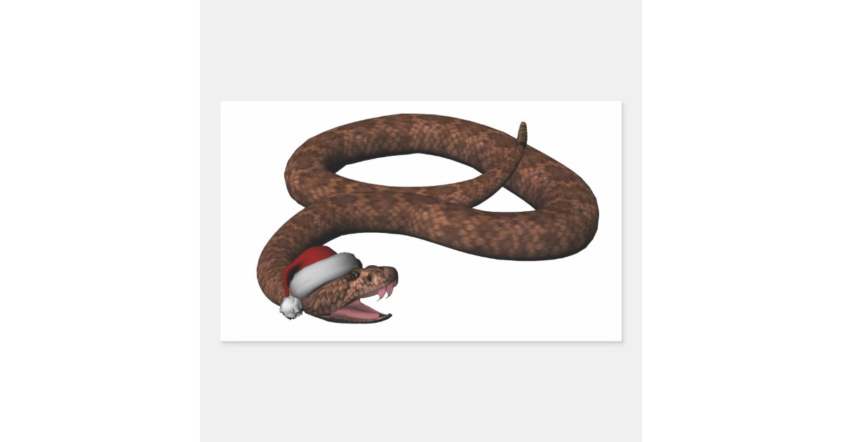 Rattlesnake With Santa Hat Rectangular Sticker | Zazzle