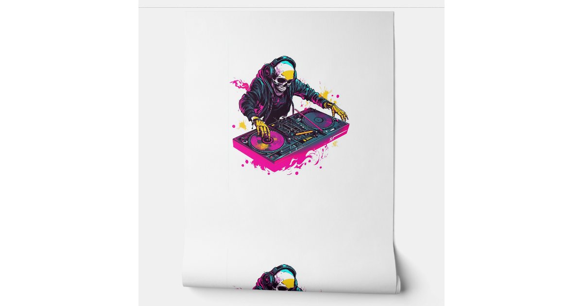 Rave Skull – EDM Party Skeleton DJ Wallpaper | Zazzle
