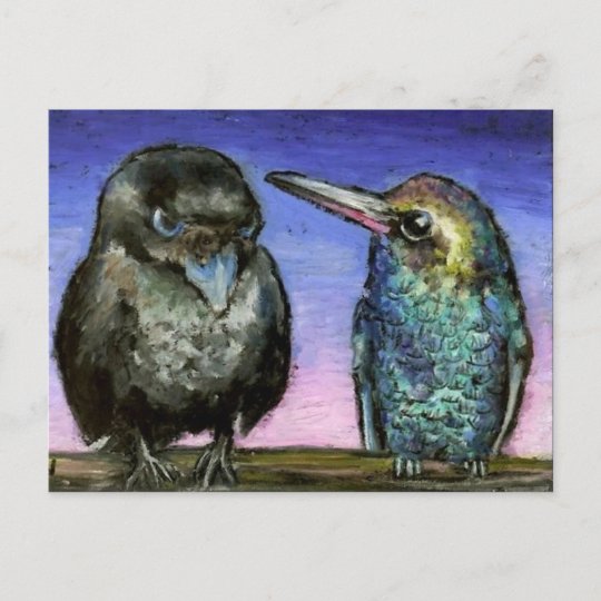 Raven and humming bird postcard | Zazzle.com