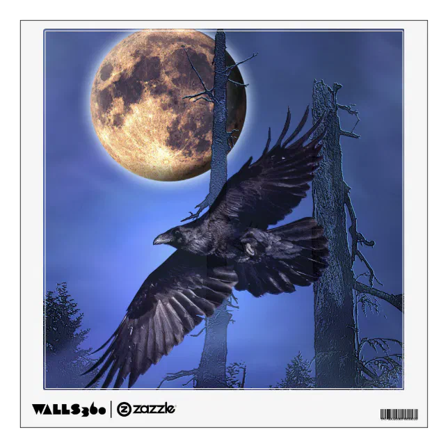 Raven and Moon Fantasy Window or Wall Decal | Zazzle
