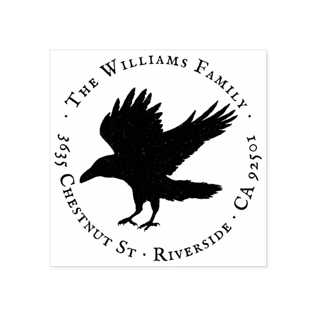 Raven Bird Grunge Self Inking Return Address Rubber Stamp | Zazzle