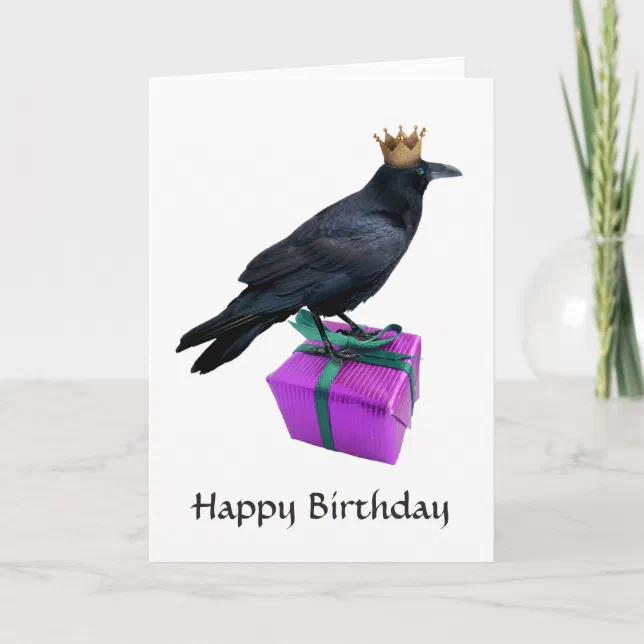 Raven Crown Present Birthday Card | Zazzle